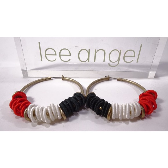 Neiman Marcus | Jewelry | Neiman Marcus Lee Angel Womens Color Block Silk Ring Hoop Earrings Nwt ...